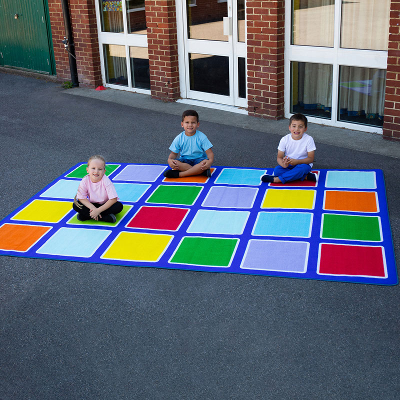 Rainbow Squares Rectangular Outdoor Placement Mat - 3m x 2m MAT1032 ...
