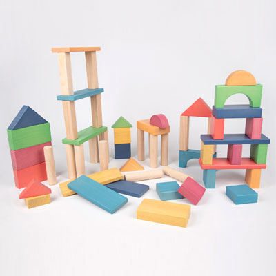 Rainbow Wooden Jumbo Block Set - Set of 54 Pieces with Storage Tray ...
