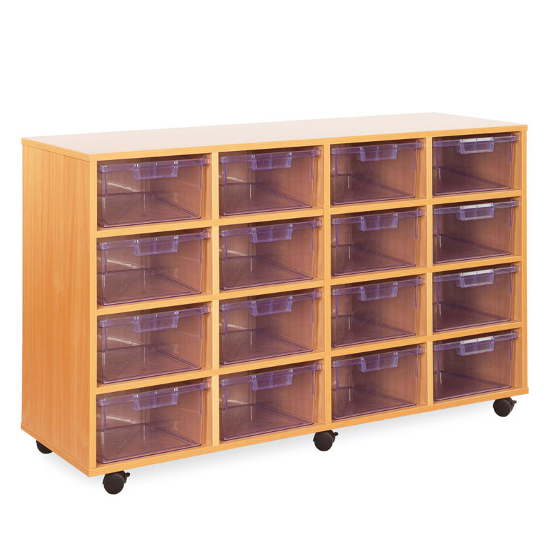 16 Deep Tray Storage Unit - with Clear Deep Trays CE2119MCL | Primary ICT