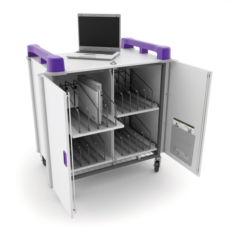 LapCabby 16 Bay Laptop Charging Trolley (Vertical) - with Purple ...