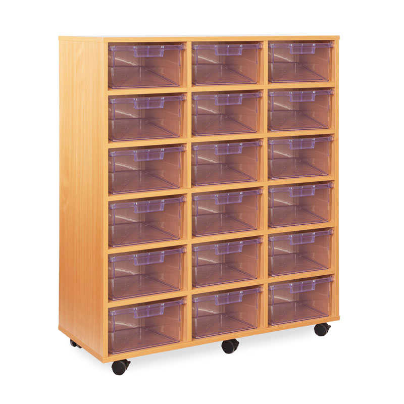 18 Deep Tray Storage Unit - with Clear Deep Trays CE2120MCL | Primary ICT
