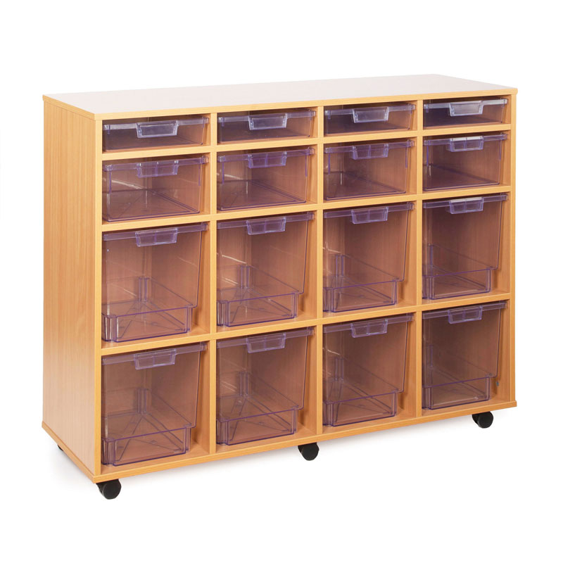 16 Variety Tray Storage Unit - with Clear Trays CE2123MCL | Primary ICT