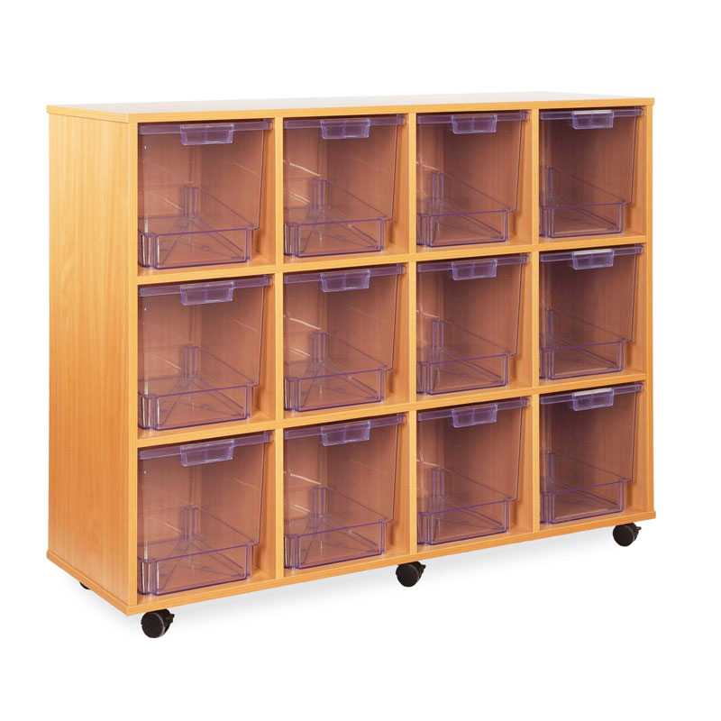 12 Jumbo Tray Storage Unit - with Clear Jumbo Trays CE2114MCL | Primary ICT