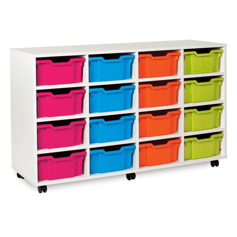 White Deep Tray Storage Unit - with 16 Gratnells Trays MEQ4016NLWHITE ...