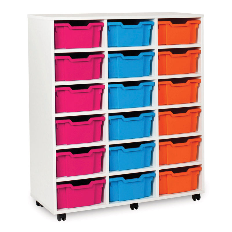 White Deep Tray Storage Unit - with 18 Gratnells Trays MEQ4018NLWHITE ...