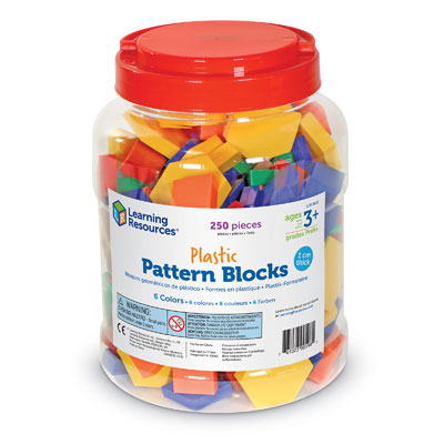 1cm Plastic Pattern Blocks - Set of 250 - by Learning Resources LER0632 | Primary ICT