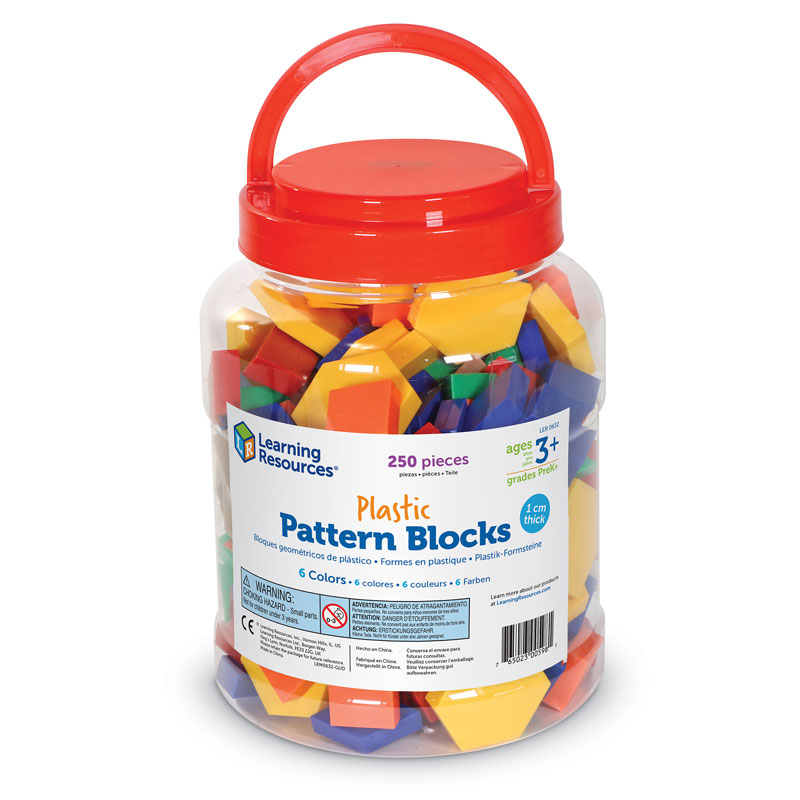 1cm Plastic Pattern Blocks - Set of 250 - by Learning Resources LER0632 ...