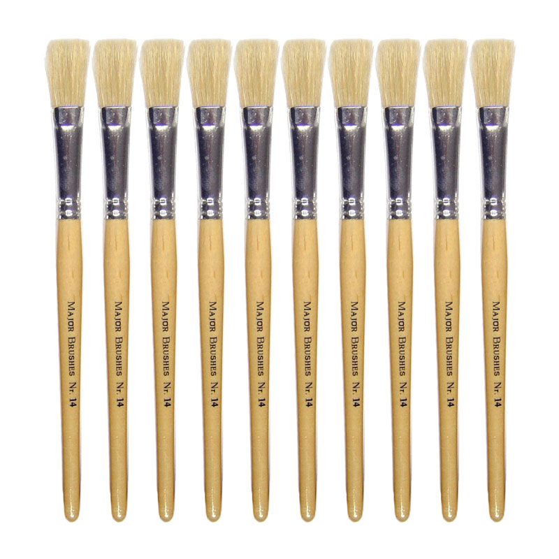 Hog Short Brushes: Flat Tip, Size 14 - Pack of 10 MB58114-10 | Primary ICT