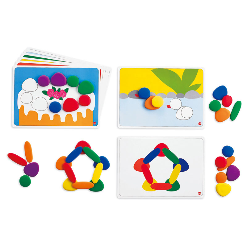 Junior Rainbow Pebbles Activity Set - Set of 36 Pebbles and 8 Activity ...