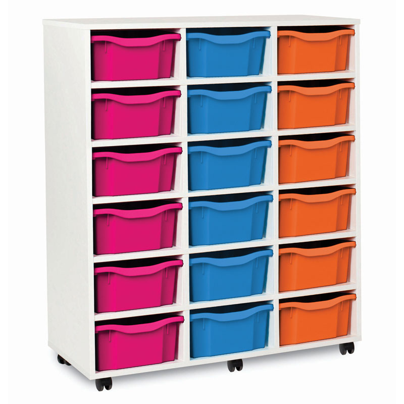 White Tray Storage Unit - with 18x Double-Sized Trays WHI4018NL ...